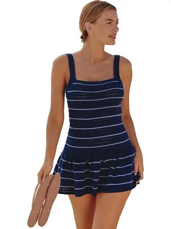 CELANDINE Knit Mini Dress - Navy/light Blue Stripe
