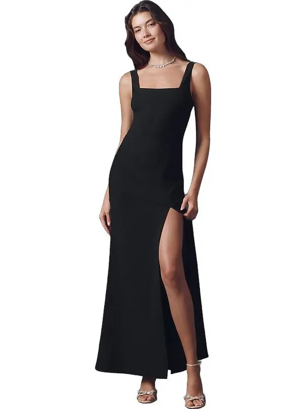 Bhldn Blake Square-neck Stretch Crepe Maxi Dress - Black