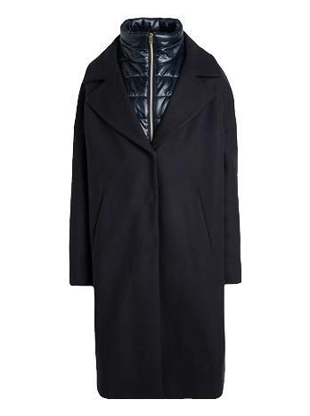 Herno Single-breasted Coat In Virgin Wool And Polyamide - Navy