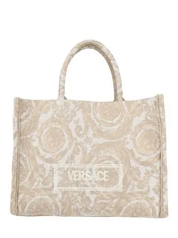 Versace Jacquard Shopper Bag - Beige