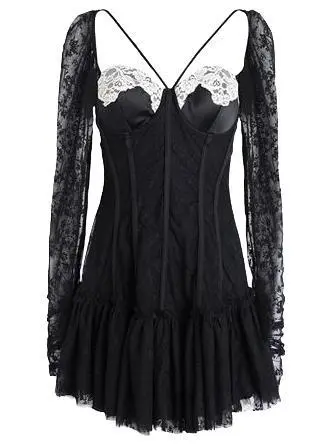 ANIYE BY Mini Dress With Lace And Satin Trims - Black