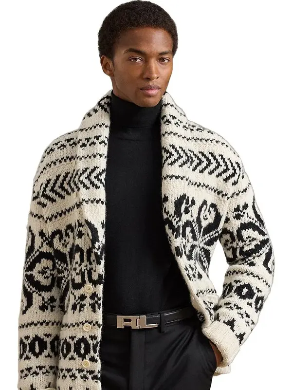 Ralph Lauren Cashmere Shawl Cardigan - Classic Black/cream