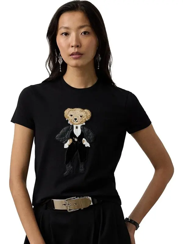 Ralph Lauren Holiday Polo Bear Cotton Tee - Black