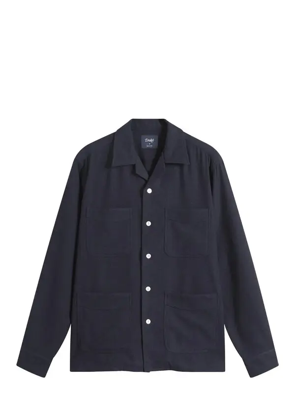 DRAKE'S Four Pocket Camp Overshirt - Navy