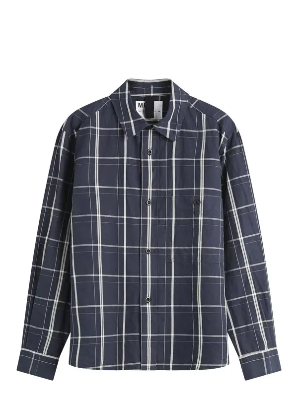 MARGARET HOWELL Overall Shirt - Slate Blue/off White