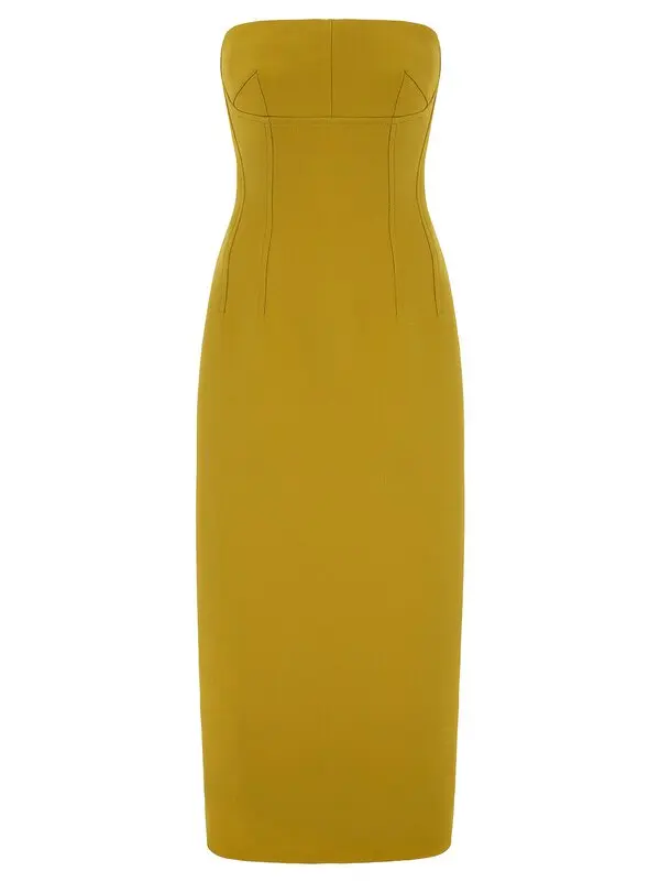 EMILIA WICKSTEAD Zenovia Dress Birdseye Suiting - Chartreuse