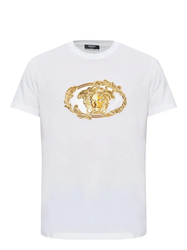 Versace T-shirt With Shimmering Sequins - White