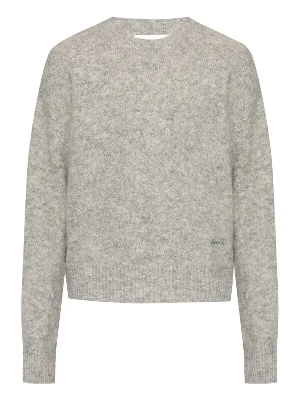 Ami Wool Sweater With Logo - Grey