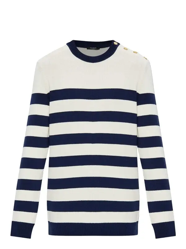 Balmain Striped Pattern Sweater - White