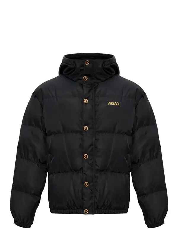 Versace Down Jacket With Hood - Black