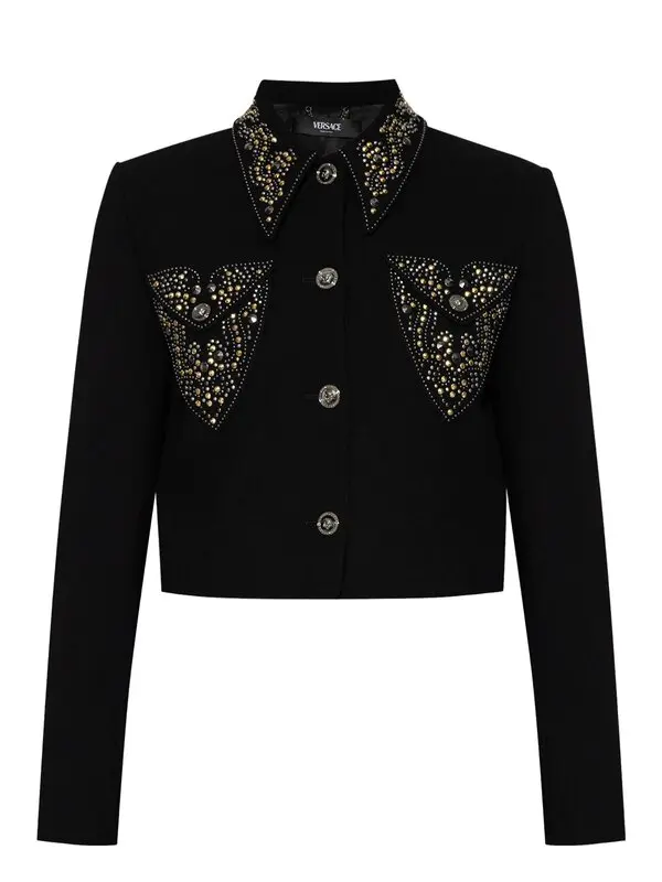 Versace Blazer With Appliqués - Black
