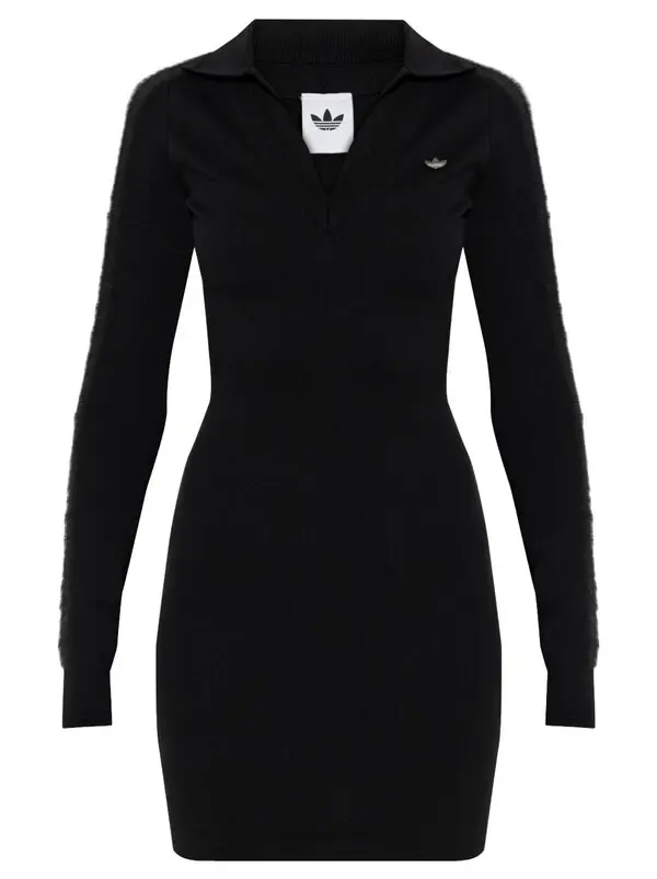 Adidas Originals By Alexander Wang Logo Ribbed Mini Dress - Black