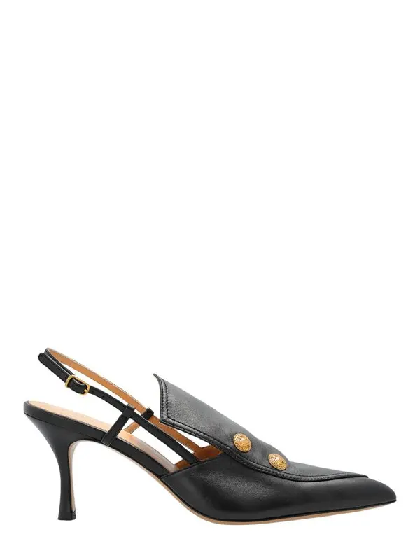 Chloé Leather Heeled Slingback Pumps - Black