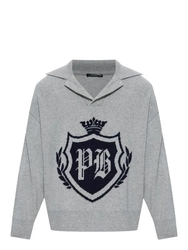 Balmain Sweater With Logo - Grey