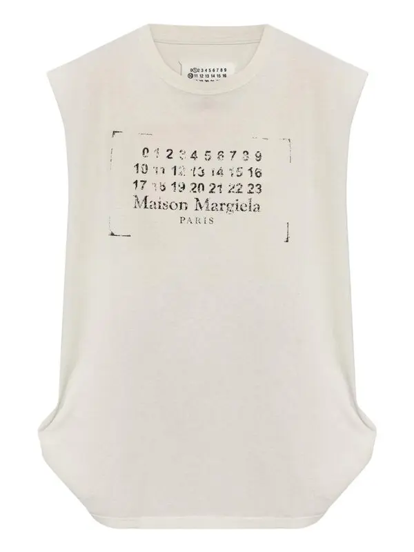 MAISON MARGIELA Numerical Logo Sleeveless Top - Cream