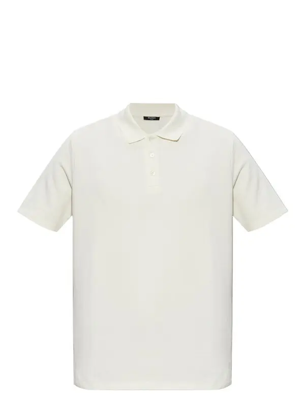 Balmain Polo With Embroidered Logo - Cream