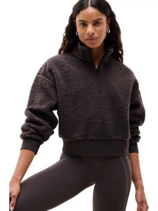 Athleta Relaxed Bouclé Fleece Sweatshirt - Truffle