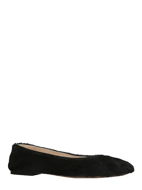 THE ROW Square-toe Pony-hair Ballet Flats - Black
