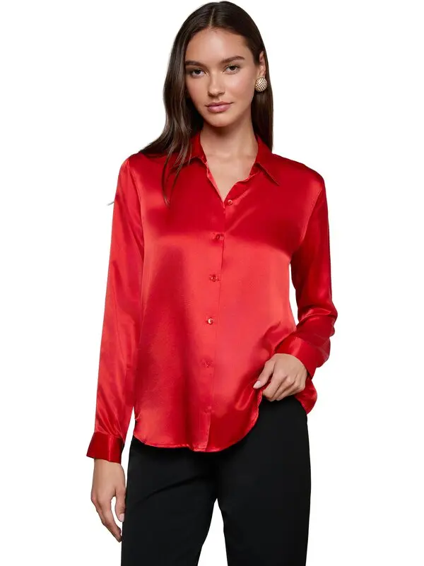 L'Agence Tyler Silk Blouse Top - Engine Red