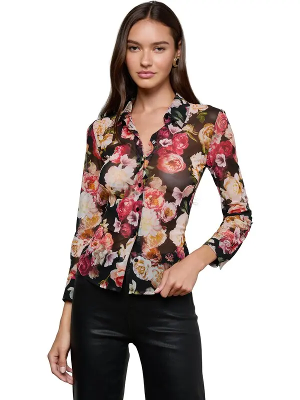 L'Agence Indiana Floral Mesh Top - Multi Cluster Floral