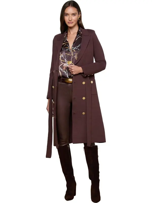 L'Agence Isabel Knit Coat - Dark Brown/gold