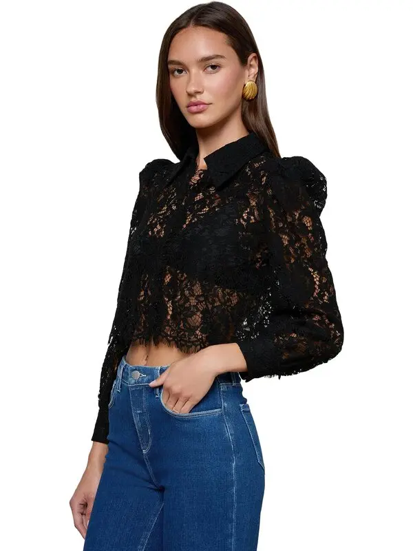 L'Agence Anita Lace Blouse Top - Black