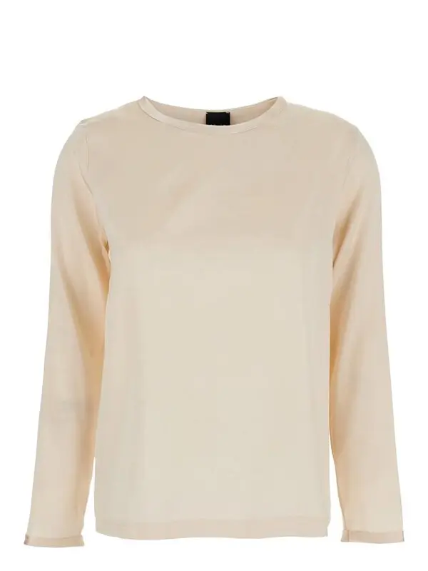 PLAIN Long-sleeve Silk Blouse - Beige