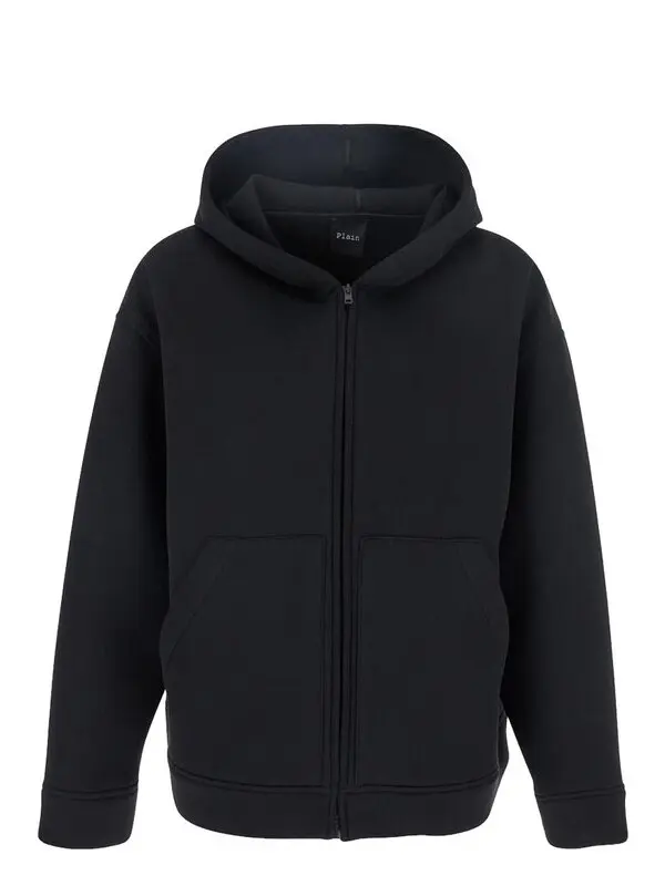 PLAIN Tech Fabric Jacket With Fixed Hood - Black