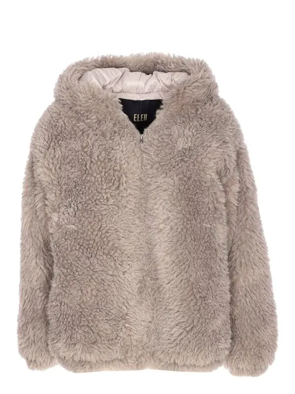 ELEH Faux Fur Zip-up Jacket - Grey