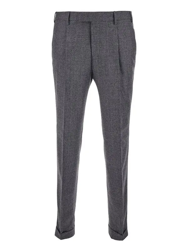 PT TORINO P.t. Torino Checkered Wool Stretch Trousers - Grey