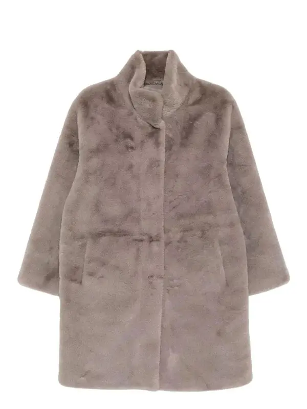 Apparis High-neck Faux Fur Coat - Grey