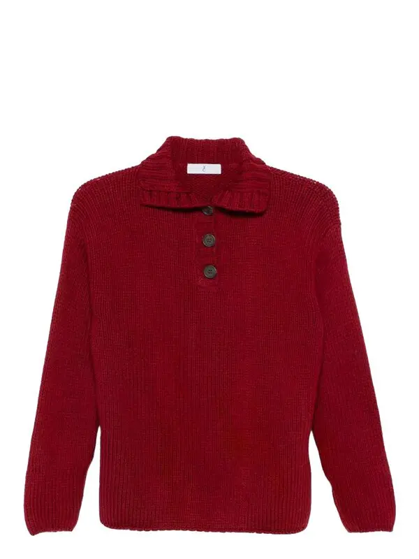 WHYCI Button-down Collared Sweater - Red