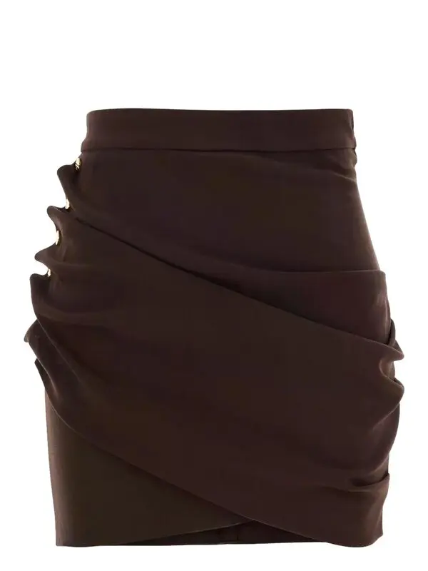 Elisabetta Franchi Ruffled Miniskirt - Brown