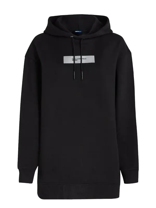 Karl Lagerfeld Oversized Logo Mini Hoodie Dress - Black