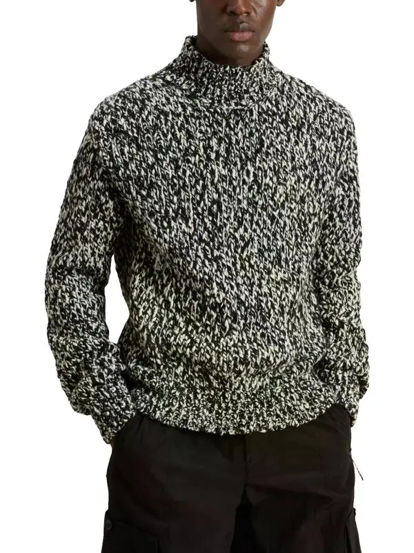 Woolrich High-neck Speckled Wool Sweater - Black