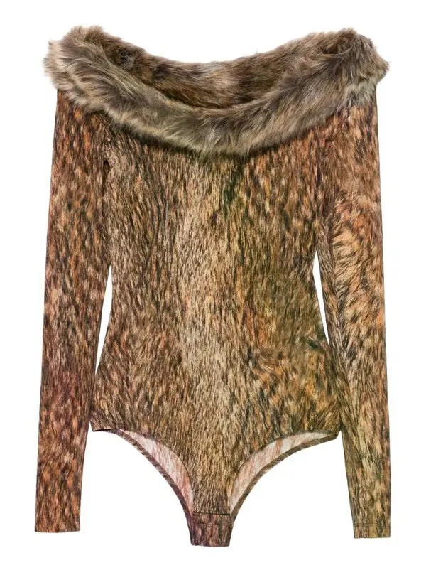 MAISON MARGIELA Animal-print Bodysuit - Brown