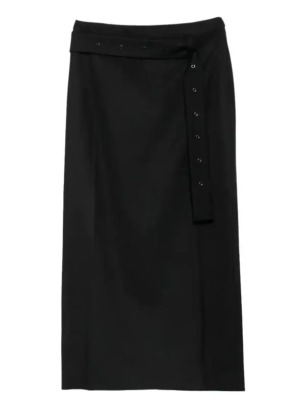 LOW CLASSIC Eyelet-detail Belted Skirt - Black