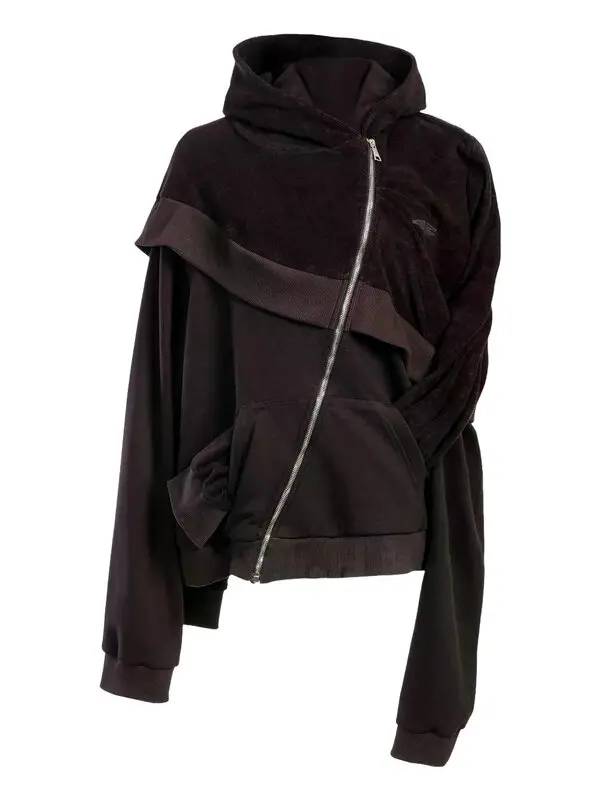 Natasha Zinko Draped Zip-front Hoodie - Black