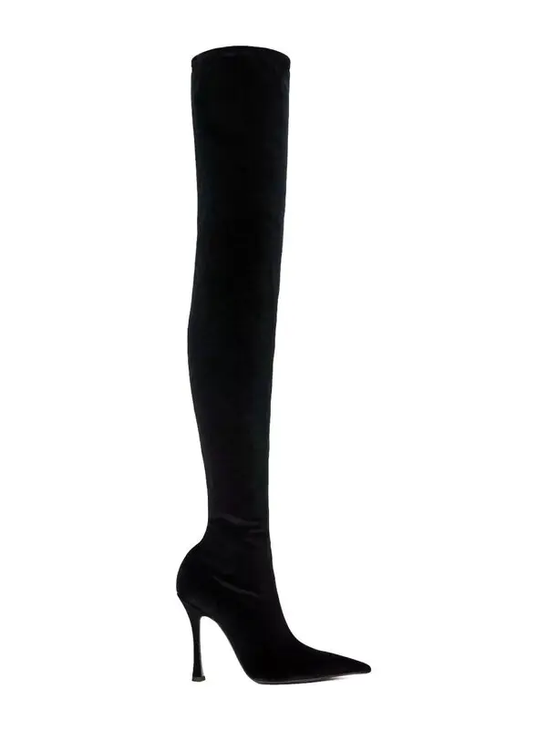 Roberto Cavalli Satin Thigh-high Boots - Black