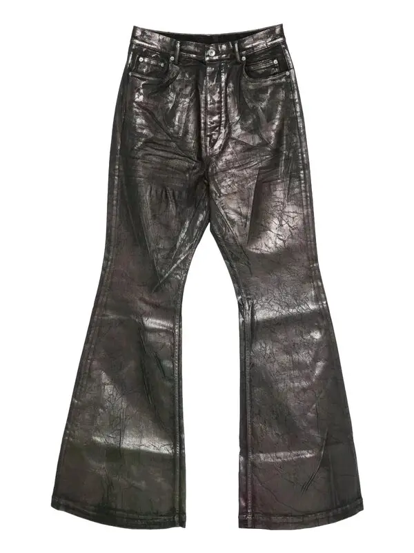 Rick Owens Cracked-effect Flared Jeans - Brown
