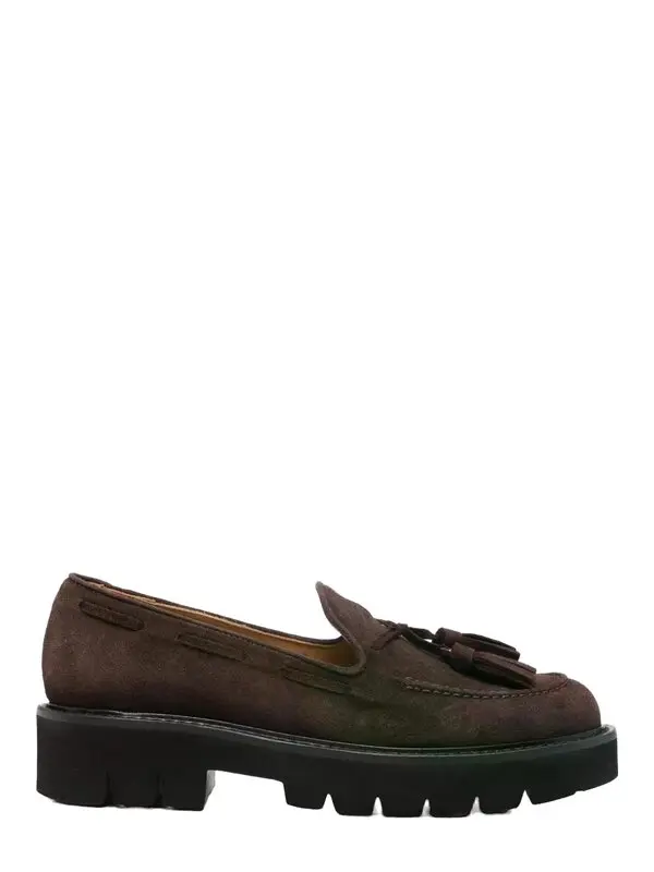 ANNA F. Tassel Leather Loafers - Brown