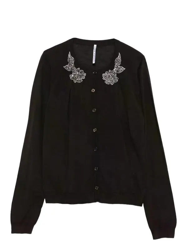 Liviana Conti Embellished Collar Cardigan - Brown