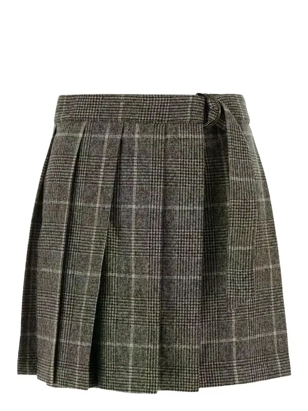 Brunello Cucinelli Pleated Check Skirt - Grey