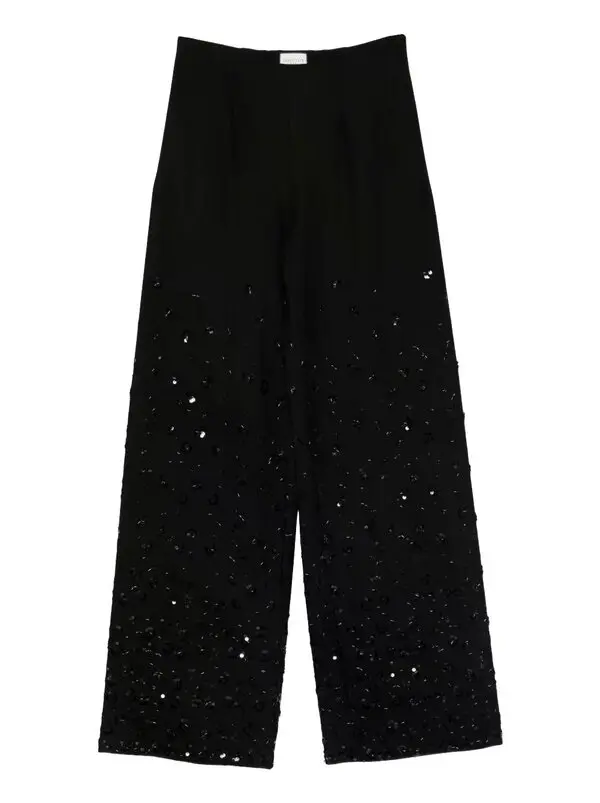 Seductive Sequin-embellished Trousers - Black