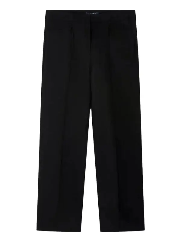 Max Mara Cotton-blend Trousers With Seam Detail - Black