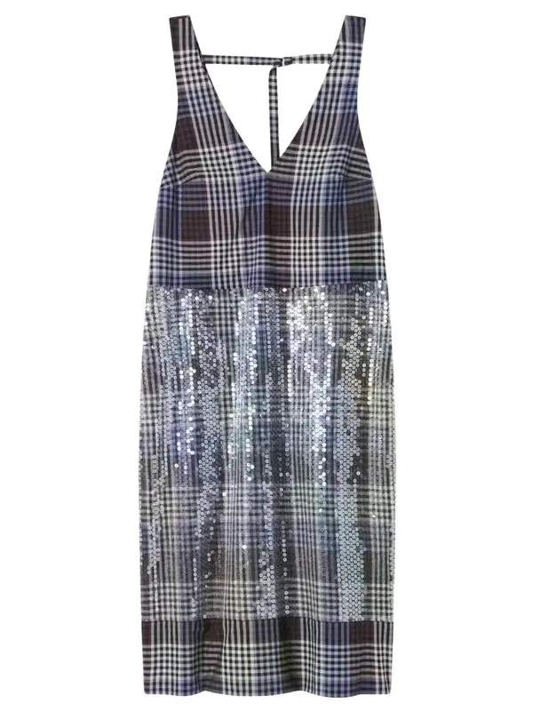 LEE MATHEWS Wren Checked Sequin-embellished Midi Dress - Grey