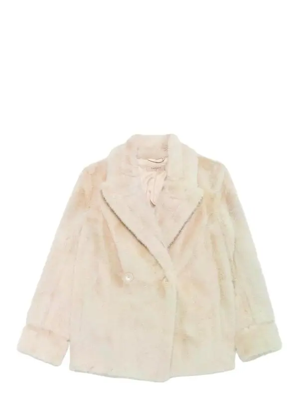 TWINSET Double-breasted Faux Fur Coat - Neutrals