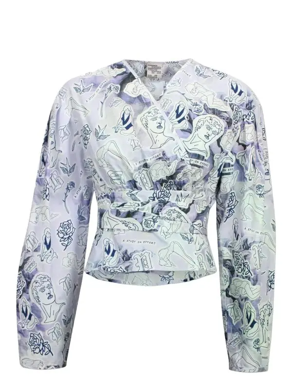 Baum Und Pferdgarten Graphic-print Wrap Blouse - Blue