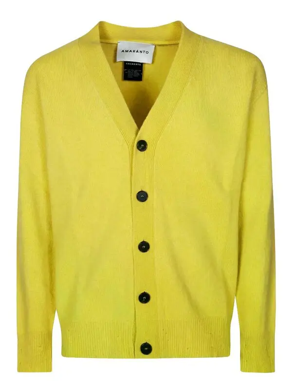 AMARÁNTO Buttoned V-neck Cardigan - Yellow