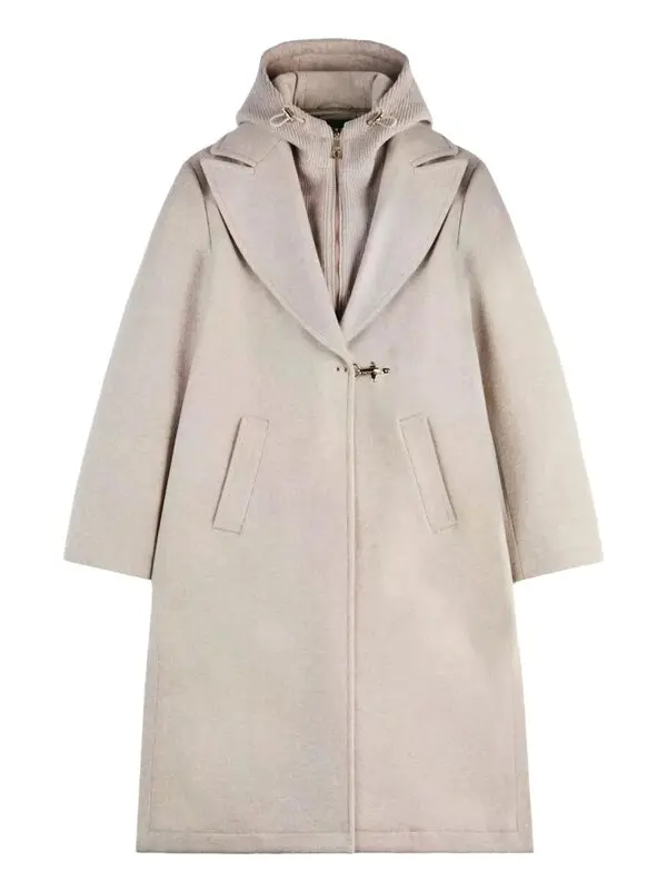 FAY Layered Hooded Coat - Neutrals